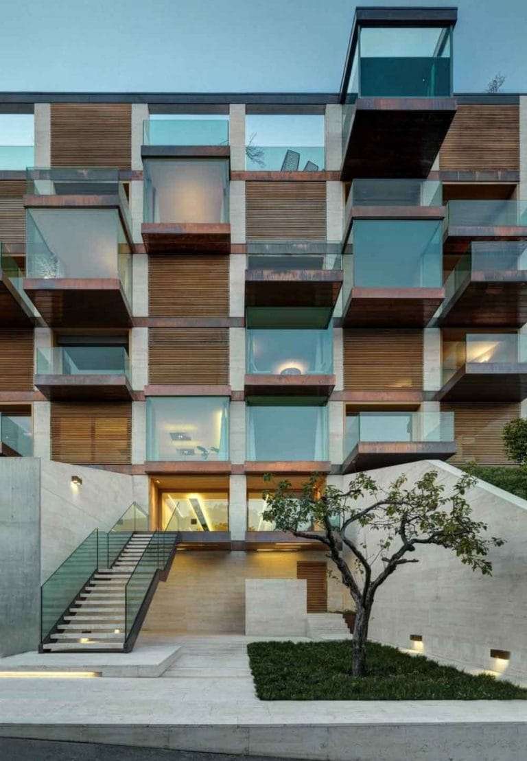 Luxury residential area with a façade made of crystal cubes – becoration