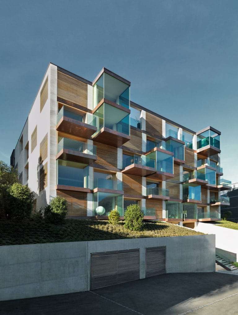 Luxury residential area with a façade made of crystal cubes – becoration